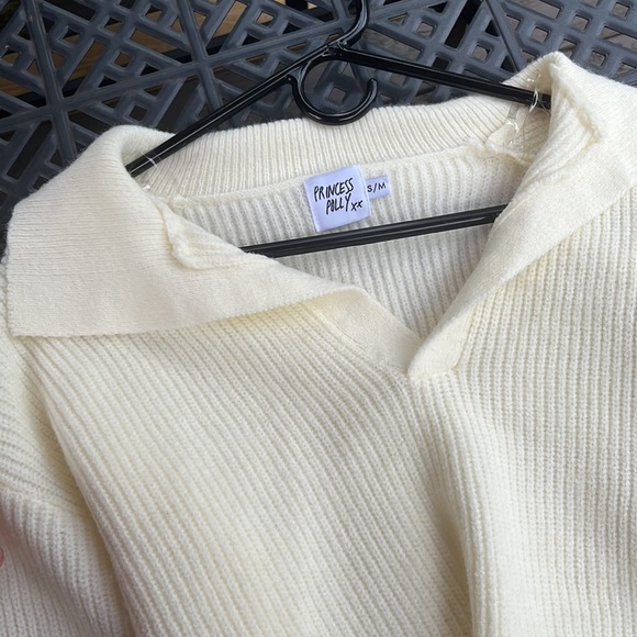 Princess Polly | Sweaters | Princess Polly Cream Collared Knitted ...